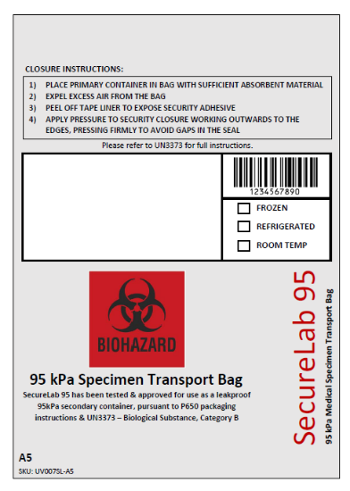 SecureLab 95 - ADR Specimen Bags for Transport by Road | UN3733 / P650 ...
